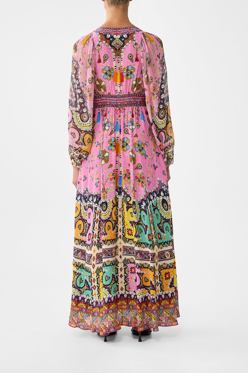 Patchwork Panorama Lace Up Front Long Dress | CAMILLA US – CAMILLA