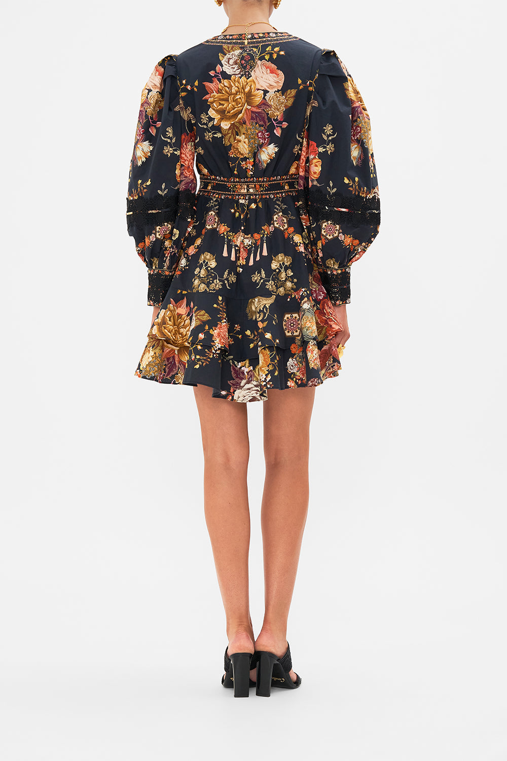 BUTTON FRONT FRILL DRESS WITH LACE DETAIL STITCHED IN TIME – CAMILLA