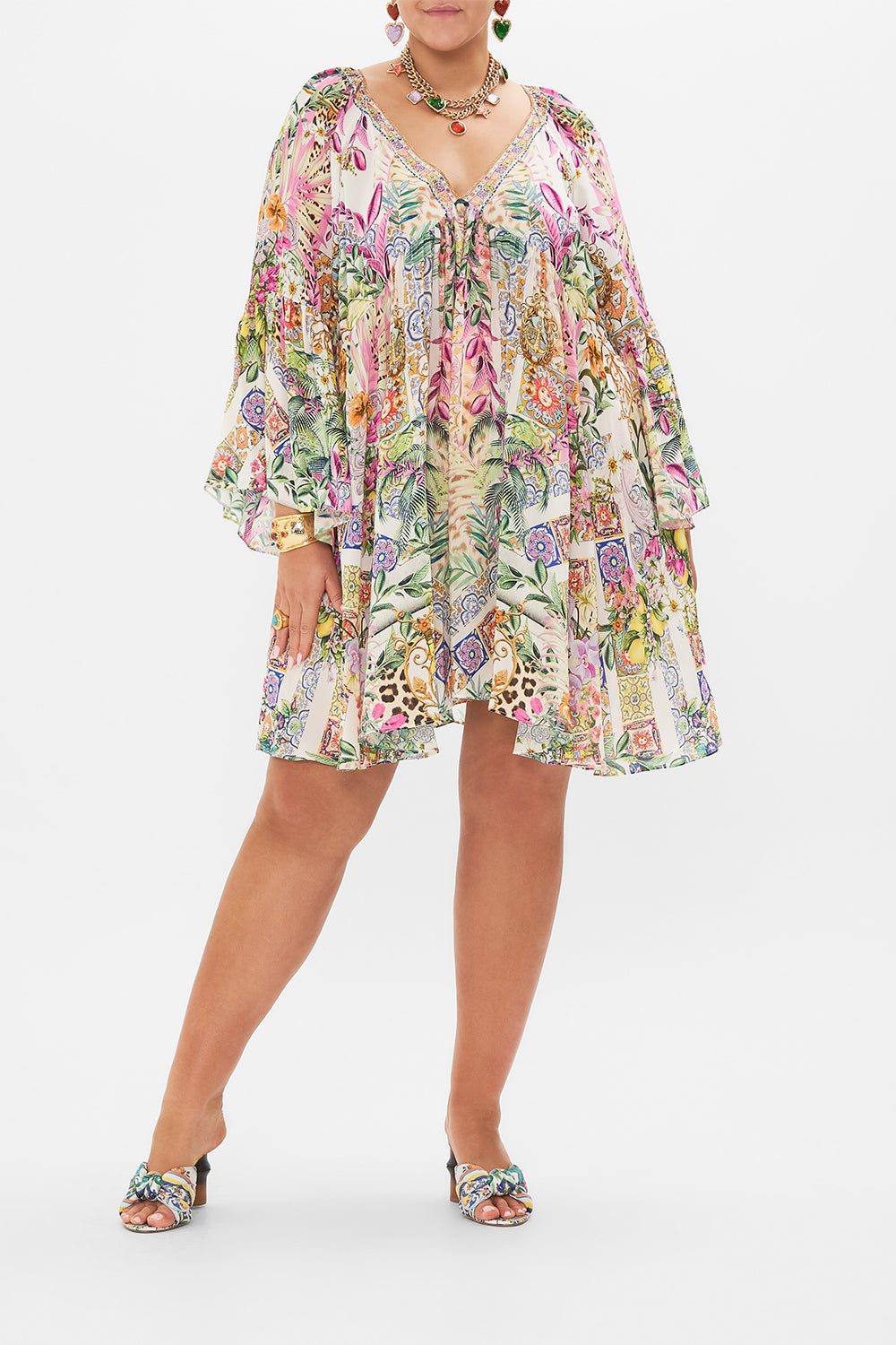 A-Line Ruffle Sleeve Dress, Flowers Of Neptune | CAMILLA AU – CAMILLA