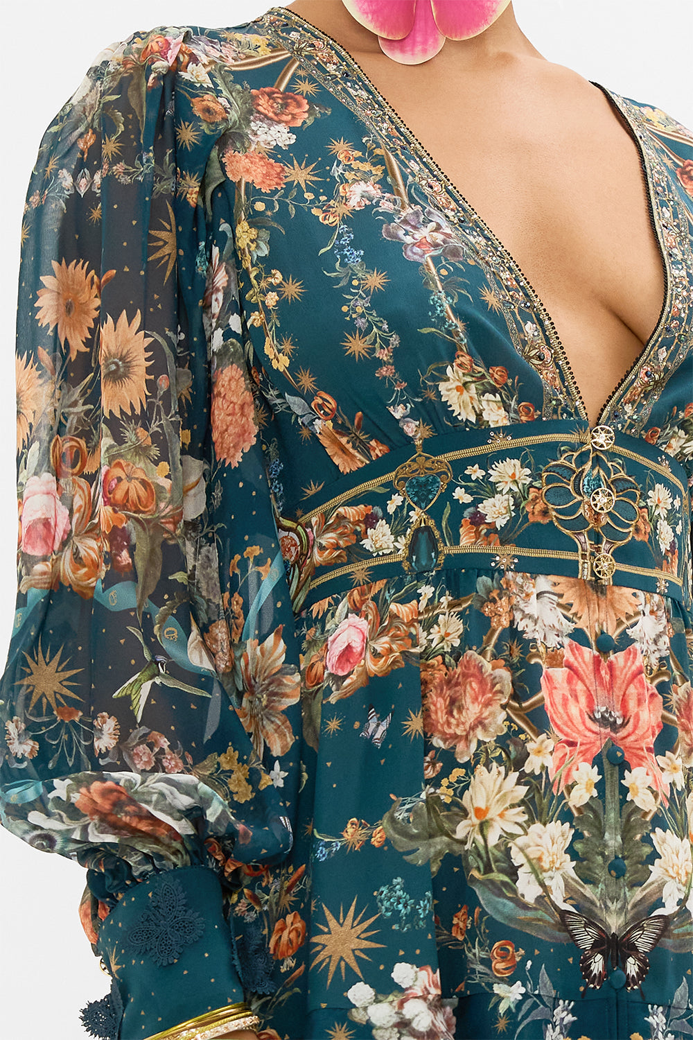 Button Front Frill Dress She Who Wears The Crown | CAMILLA US – CAMILLA