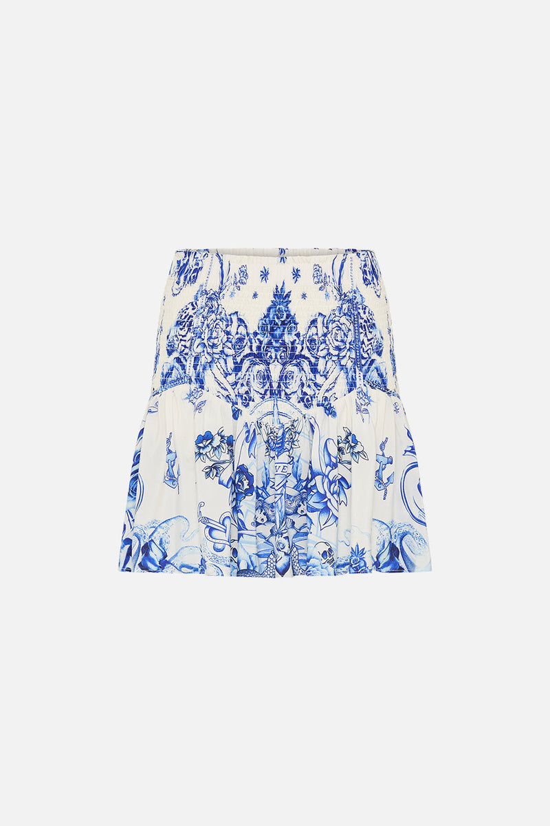 SHIRRED PANEL MINI SKIRT IMMORTAL INK – CAMILLA