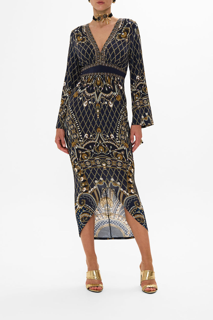 GATHERED V NECK JERSEY DRESS DANCE WITH THE DUKE – CAMILLA