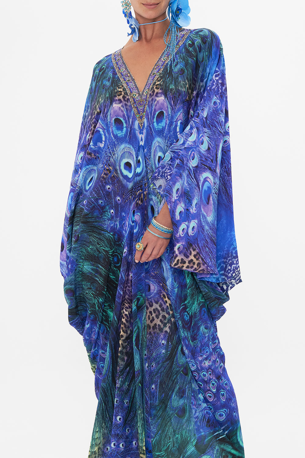 T SHAPE LONG KAFTAN PEACOCK ROCK – CAMILLA