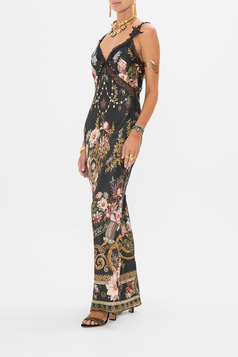 The Dynasty Daze V Neck Full Length Bias Slip Dress| CAMILLA US – CAMILLA