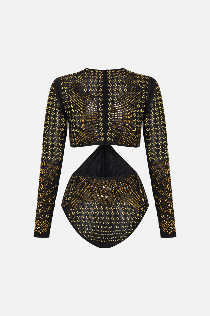 The They Call Her Nefertari Mesh Cut Out Bodysuit With Trim| CAMILLA US ...