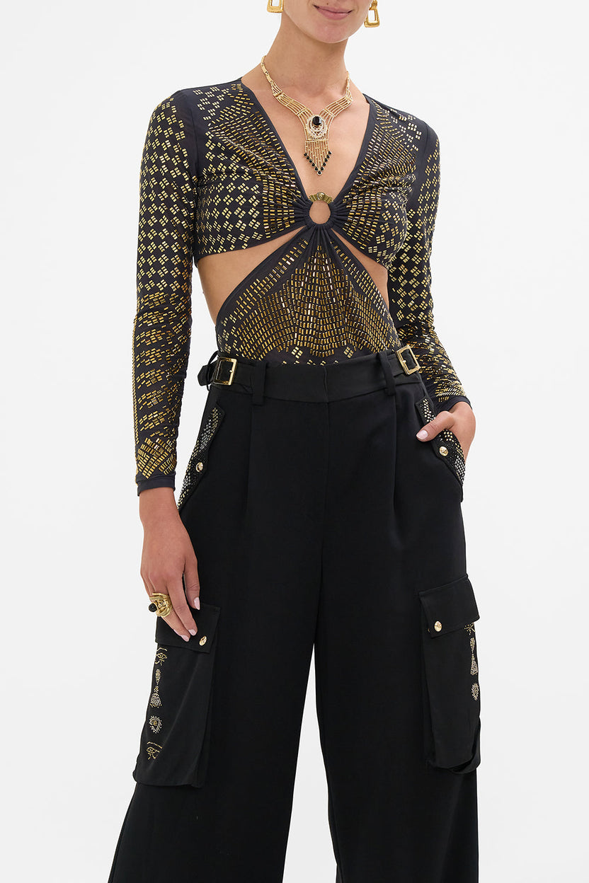 The They Call Her Nefertari Mesh Cut Out Bodysuit With Trim| CAMILLA US ...