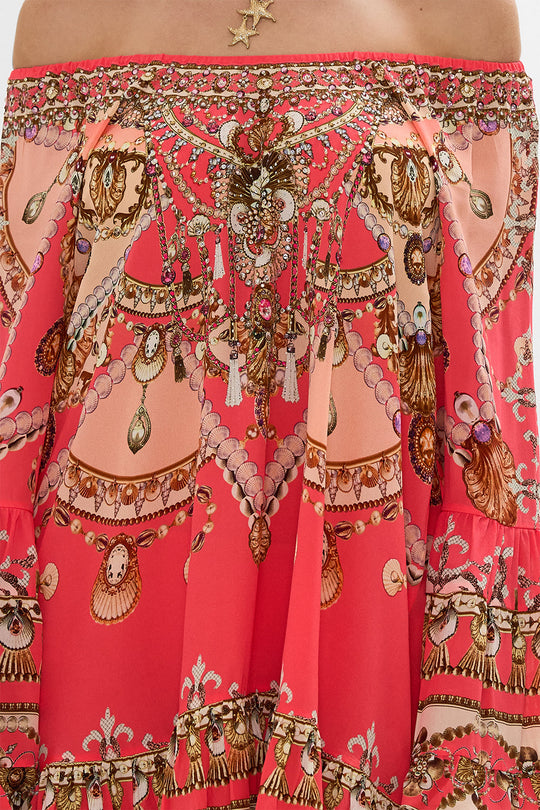 Shell Games Off Shoulder Red Frill Dress | Silk Mini Dress | CAMILLA US ...