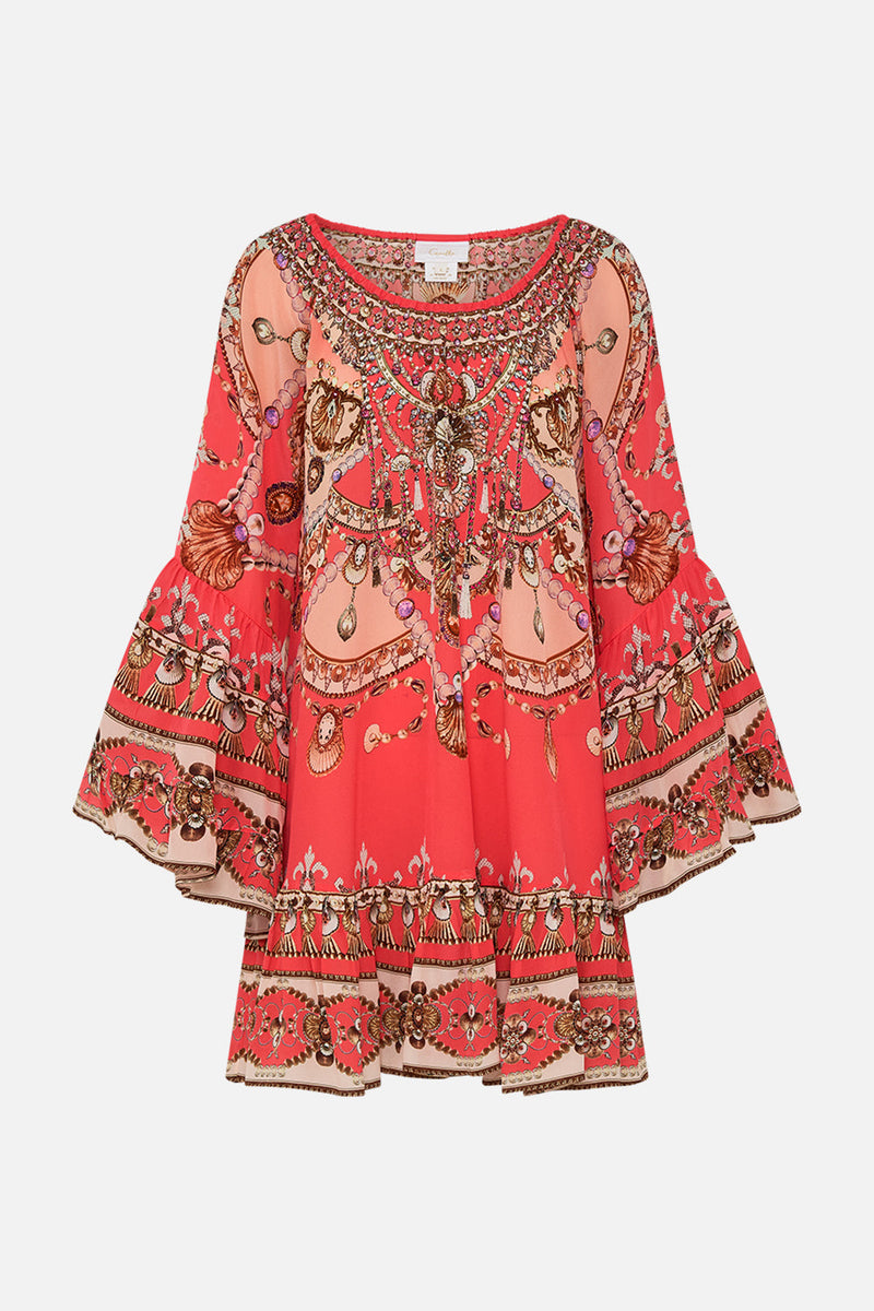 Shell Games Off Shoulder Red Frill Dress | Silk Mini Dress | CAMILLA US ...