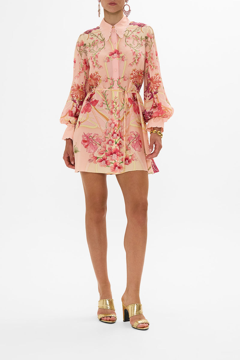 SHIFT SHIRT DRESS BLOSSOMS AND BRUSHSTROKES – CAMILLA