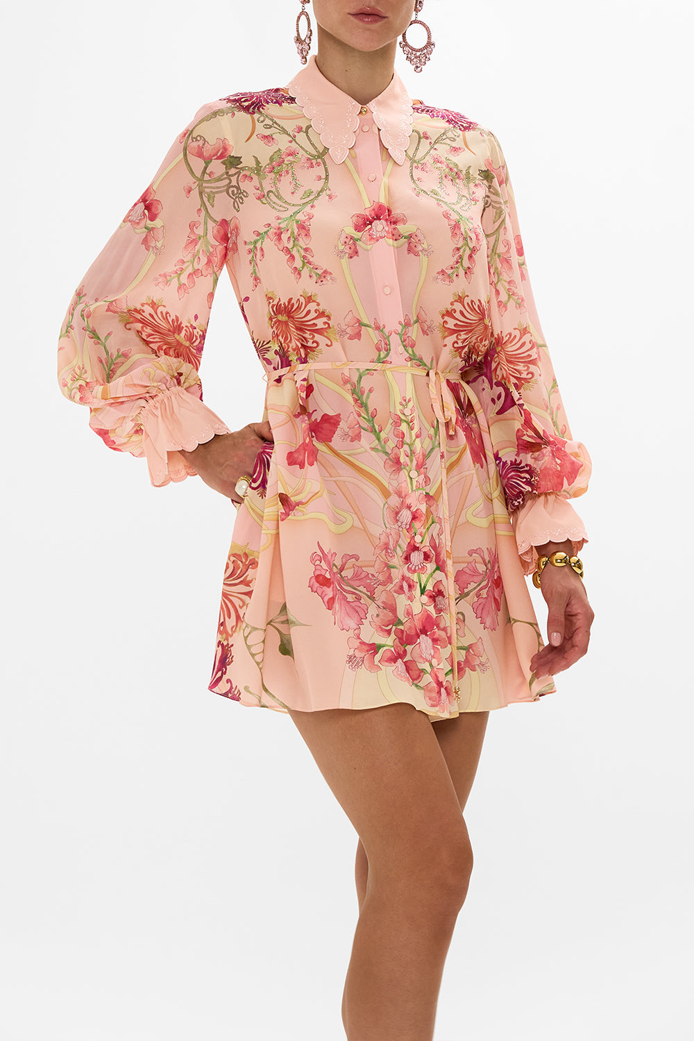 SHIFT SHIRT DRESS BLOSSOMS AND BRUSHSTROKES – CAMILLA