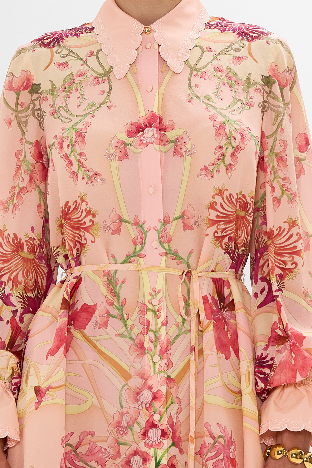 SHIFT SHIRT DRESS BLOSSOMS AND BRUSHSTROKES – CAMILLA