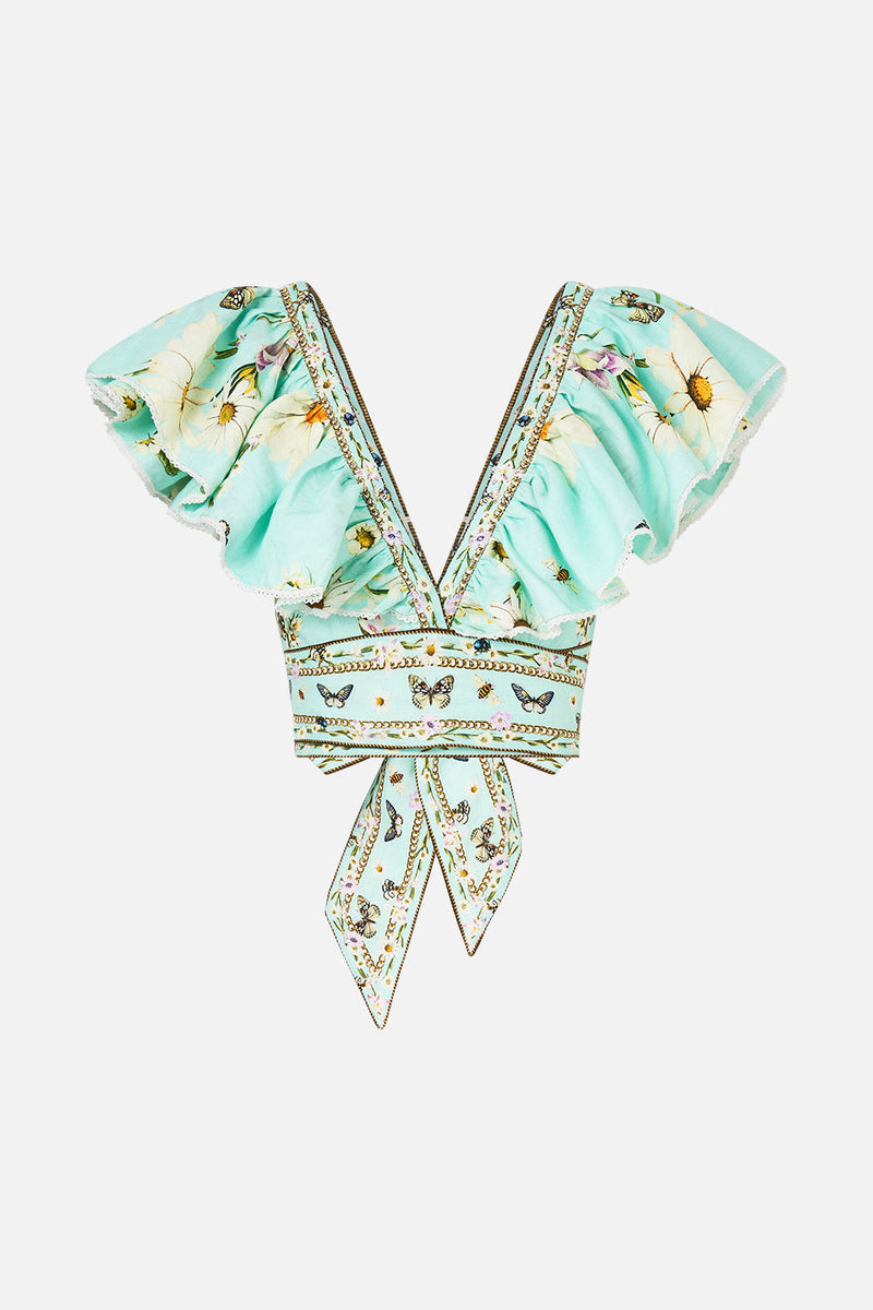 The Floral Freefall Ruffle Wrap Top | CAMILLA US – CAMILLA