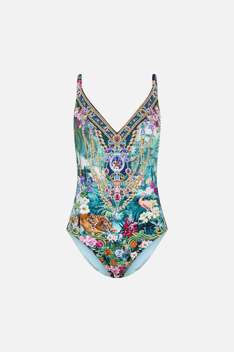 The Basked In Baroque V Neck Underwire One Piece With Back Clip ...