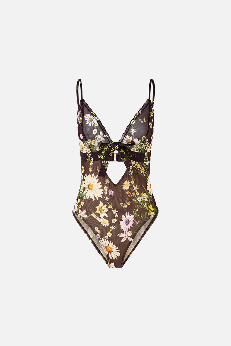 The Dish It, Daisy Scalloped Edge Triangle Bodysuit With Bow Front ...