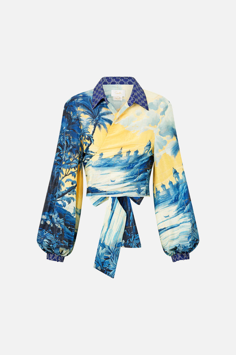 The Song Of Saint Anthony Cropped Wrap Shirt | CAMILLA US – CAMILLA