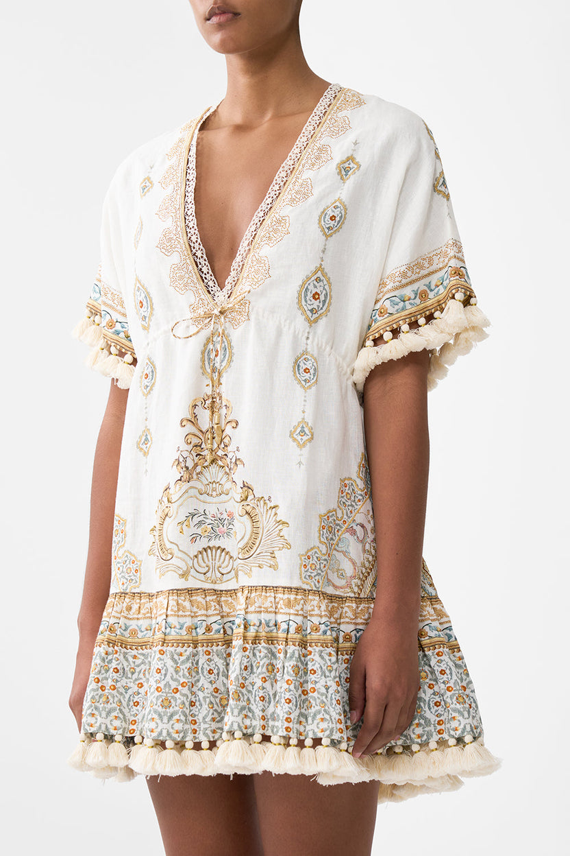 Ottoman Dynasty Short V Neck Embroidered Dress | CAMILLA US – CAMILLA