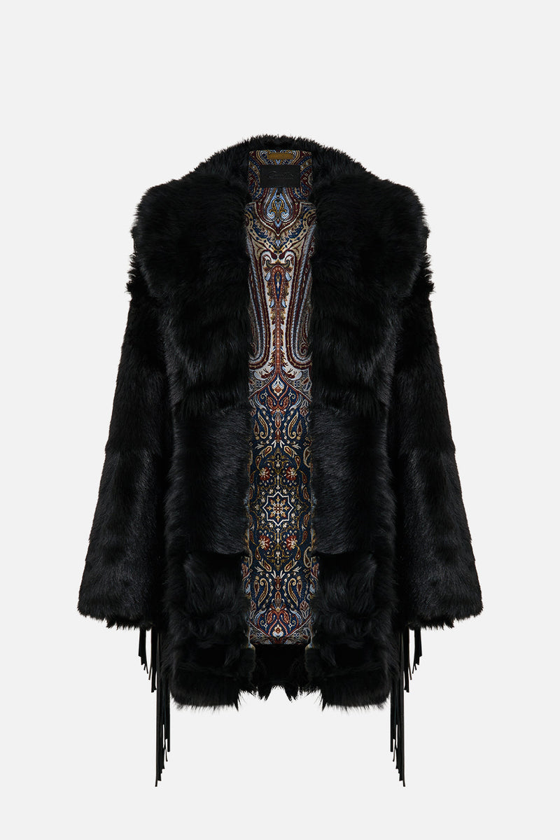Istanbul Animalia Shearling Coat With Removable Fringing | CAMILLA US ...