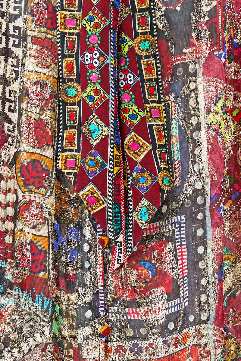 Patchwork Alchemy Detachable Pussy Bow Raglan Blouse | CAMILLA US – CAMILLA