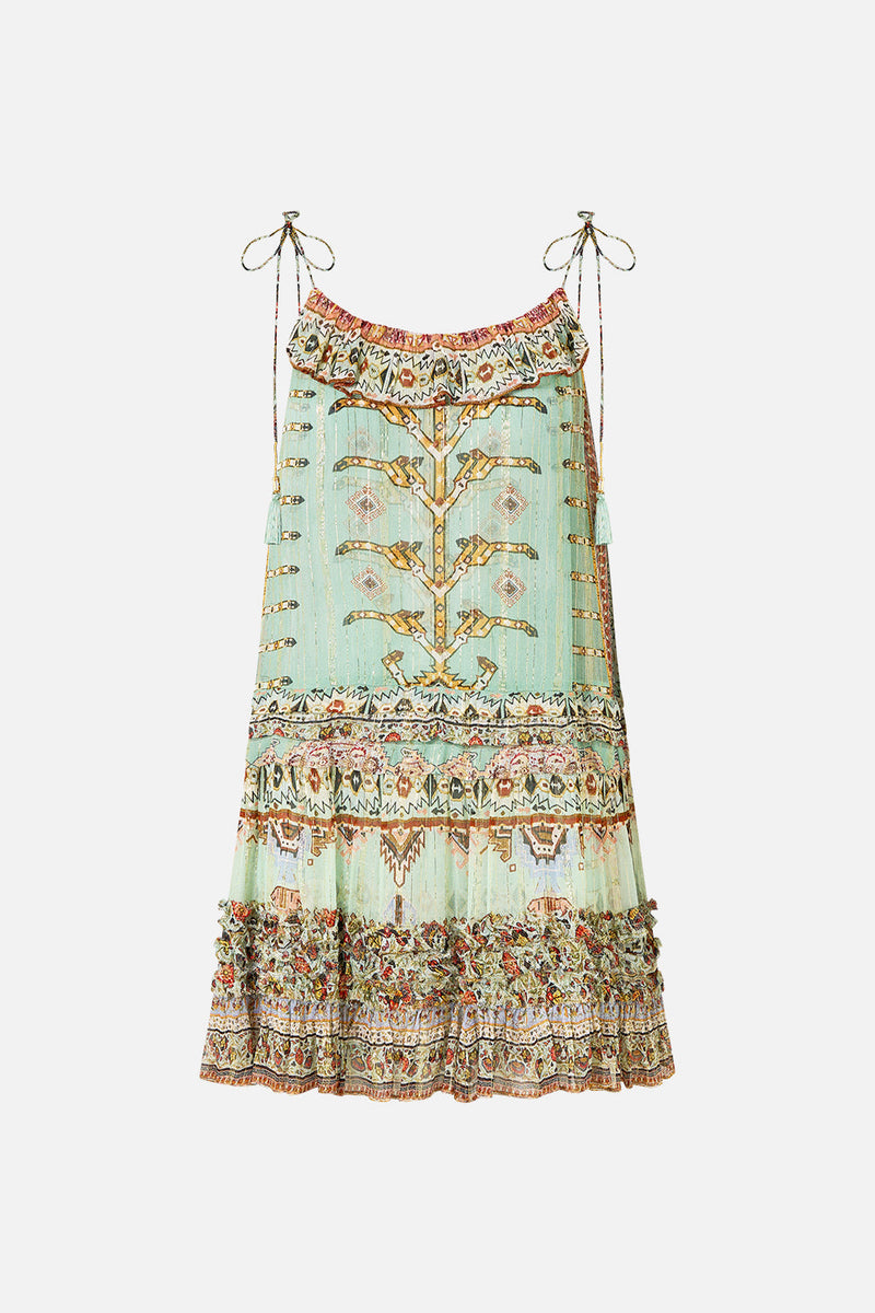 Legend Has It Gathered Mini Tiered Dress With Frill Detail | CAMILLA US ...