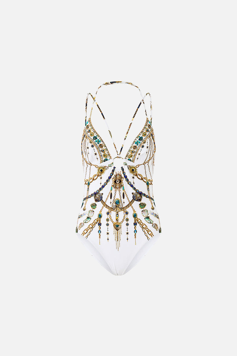 Chain Gang Multi Strap Halter Tri One Piece With Trim | CAMILLA US ...