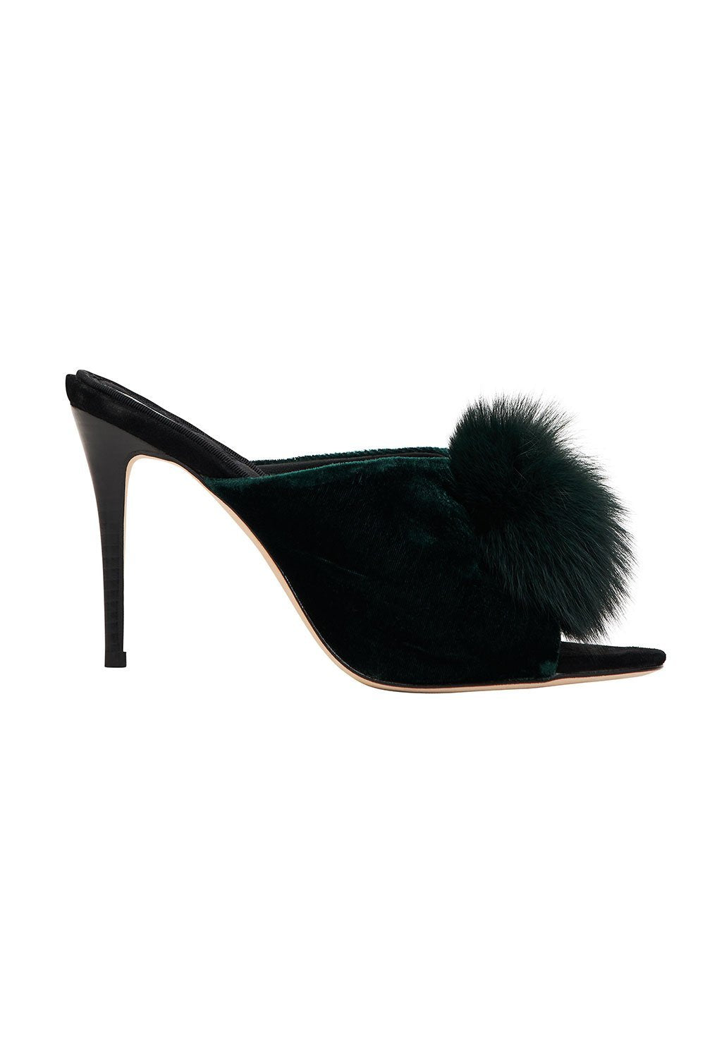HEELED MULE LUXE EMERALD – CAMILLA