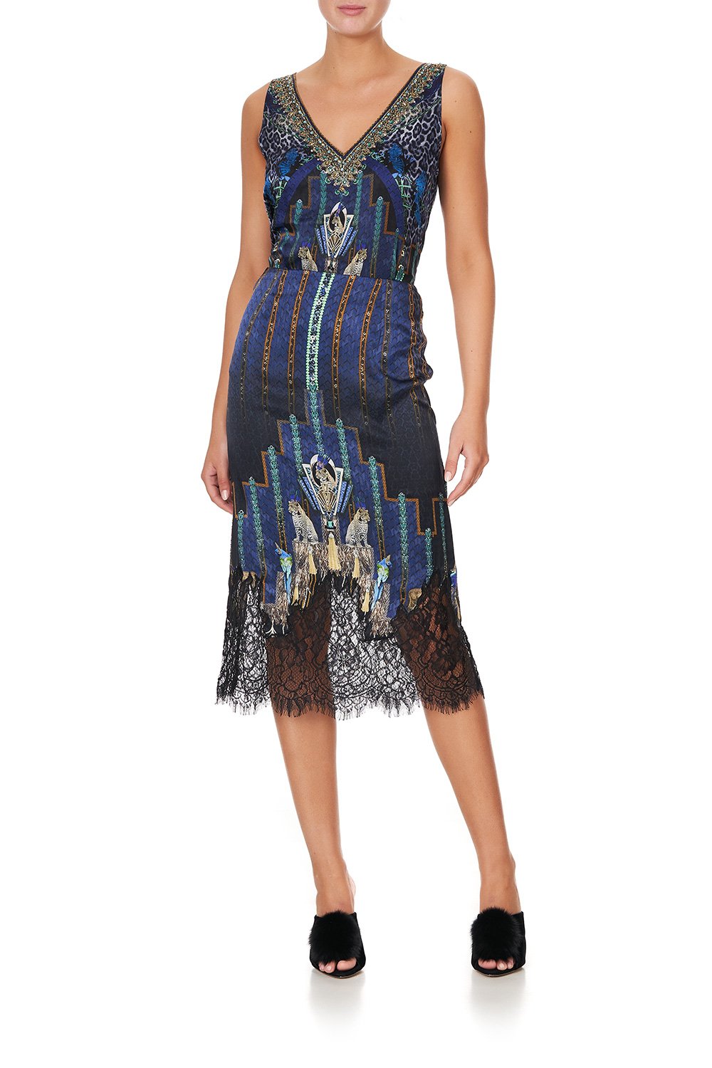 SLIP MIDI SKIRT DRIPPING IN DECO – CAMILLA