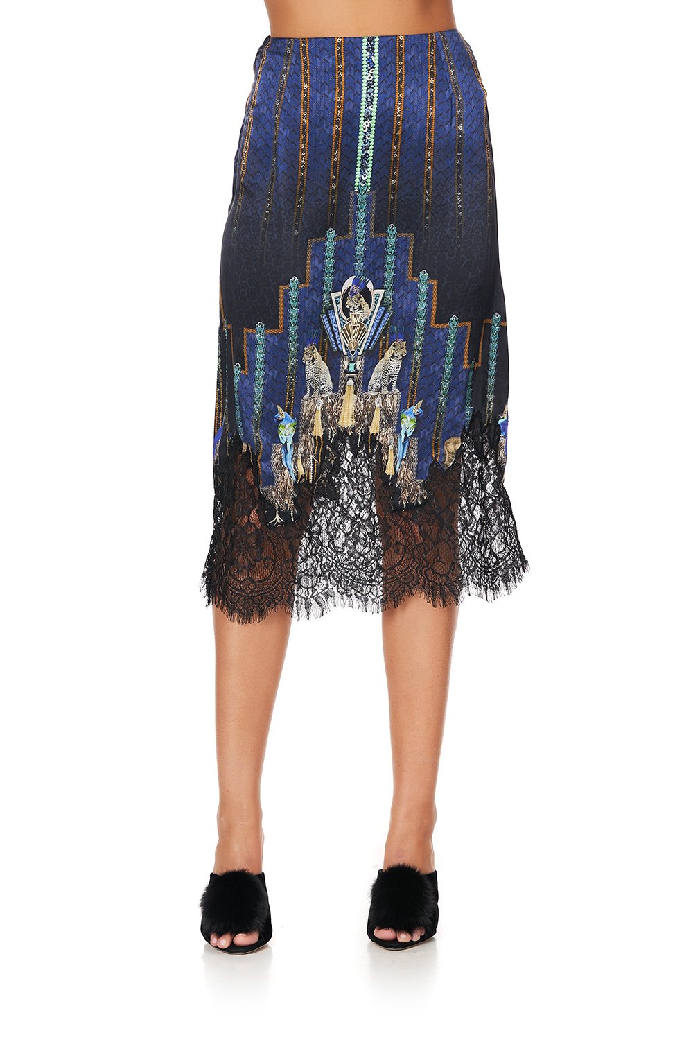 SLIP MIDI SKIRT DRIPPING IN DECO – CAMILLA