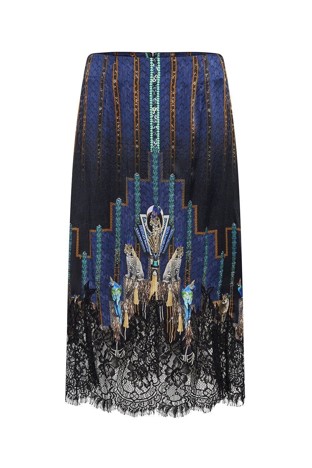 SLIP MIDI SKIRT DRIPPING IN DECO – CAMILLA
