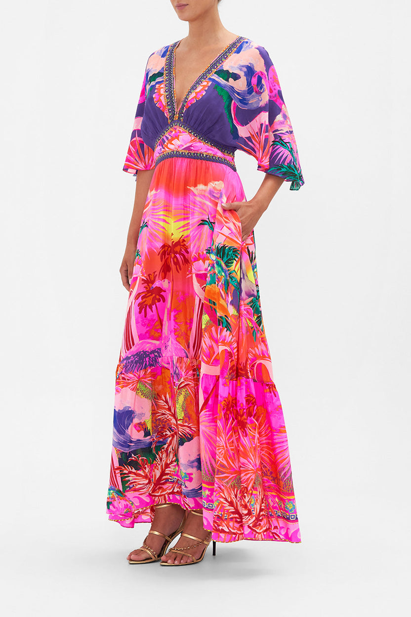 Waisted Dress With Hem Ruffle| CAMILLA US – CAMILLA