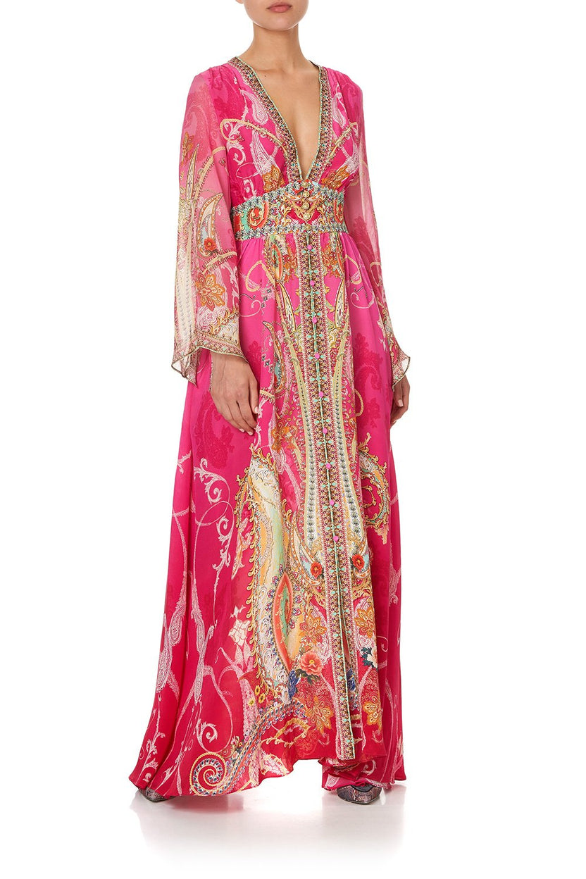 KIMONO SLEEVE DRESS WITH SHIRRING DETAIL RAINBOW RHYTHM – CAMILLA