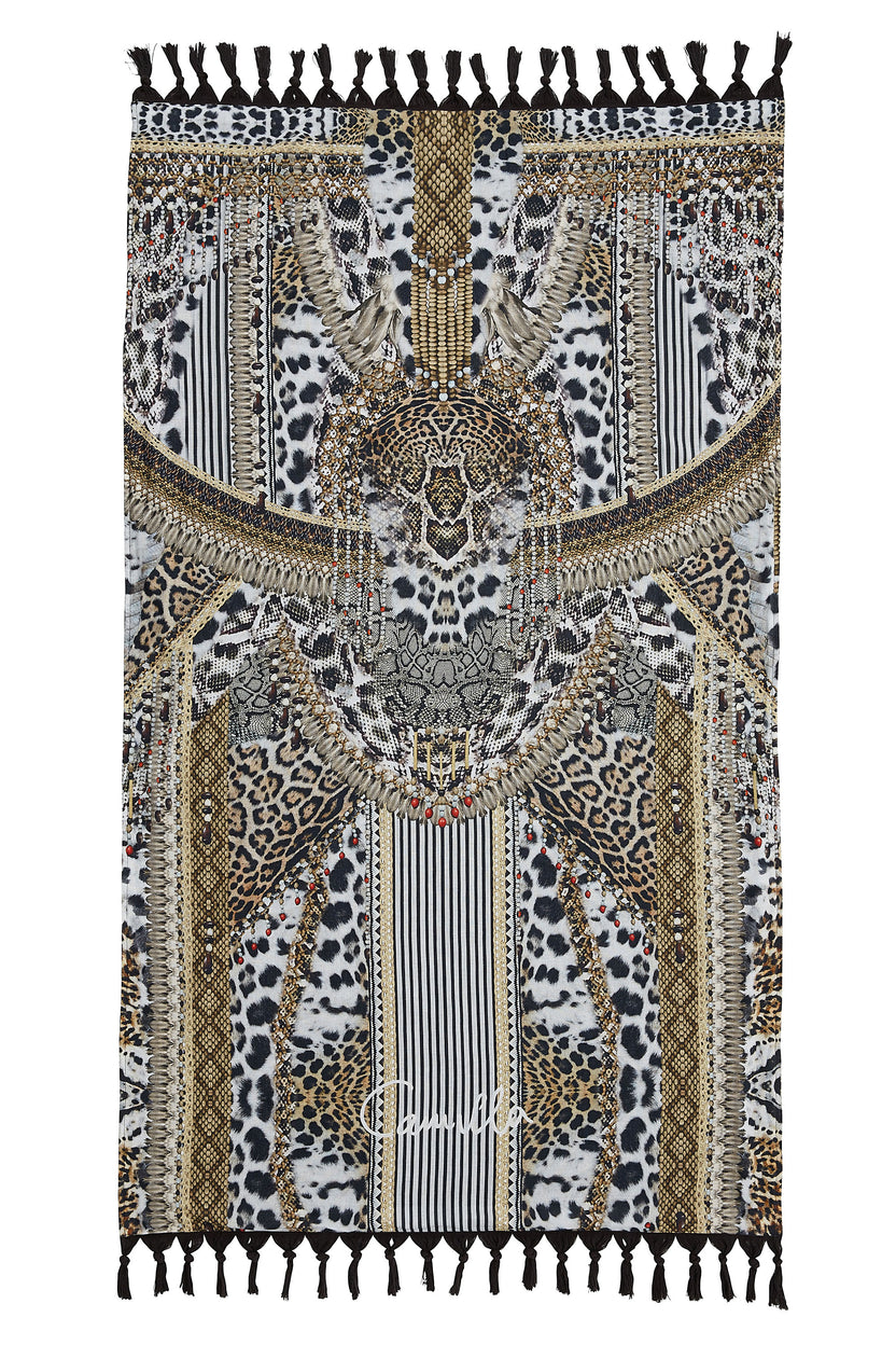 RECTANGLE TOWEL WITH FRINGING ANIMAL INSTINCT – CAMILLA