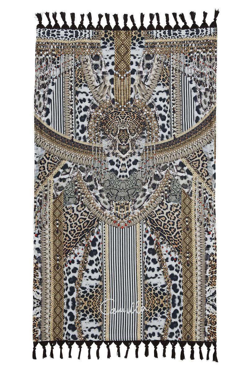 RECTANGLE TOWEL WITH FRINGING ANIMAL INSTINCT – CAMILLA