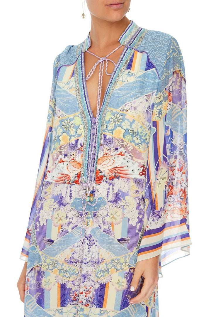 DRAWSTRING BUTTON UP DRESS GIRL IN THE KIMONO – CAMILLA