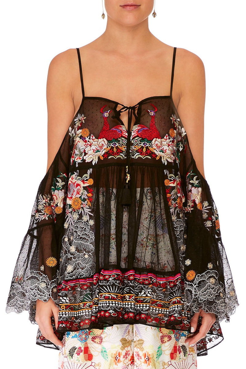 DROP SHOULDER TOP WITH INSERT TIME AFTER TIME – CAMILLA