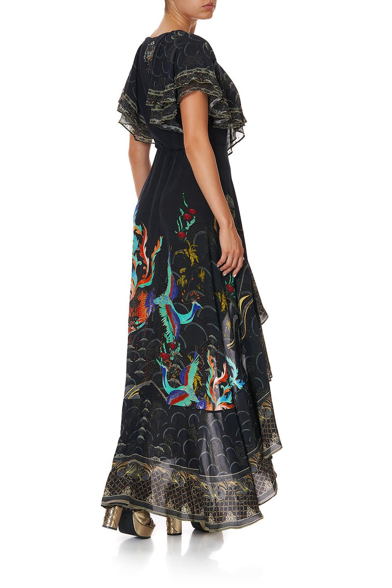 FRILL SLEEVE LONG DRESS WISE WINGS – CAMILLA