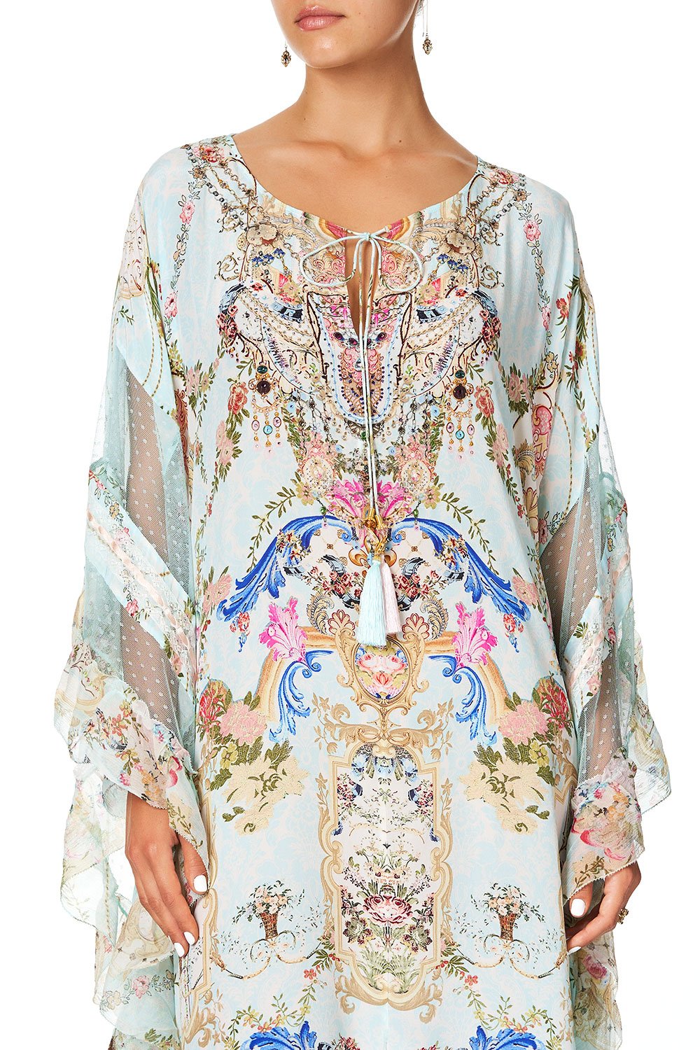 KAFTAN WITH FRILL PANELS VERSAILLES SKY – CAMILLA