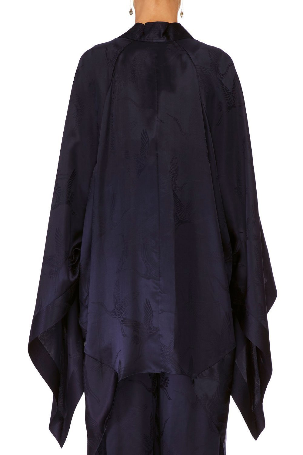 LONG DRAPED ROBE SOLID NAVY – CAMILLA