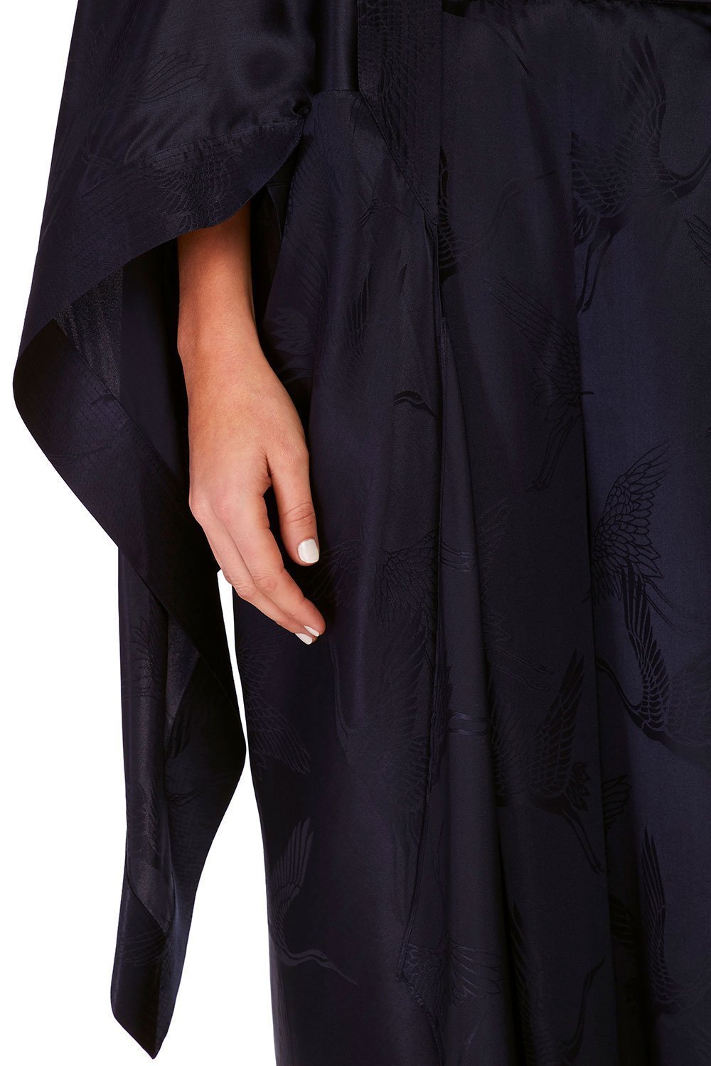 LONG DRAPED ROBE SOLID NAVY – CAMILLA