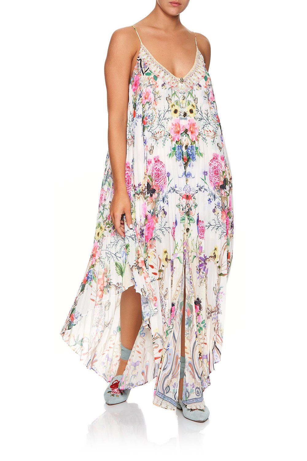 PLEATED BUTTON FRONT SLIP DRESS BOHEME – CAMILLA