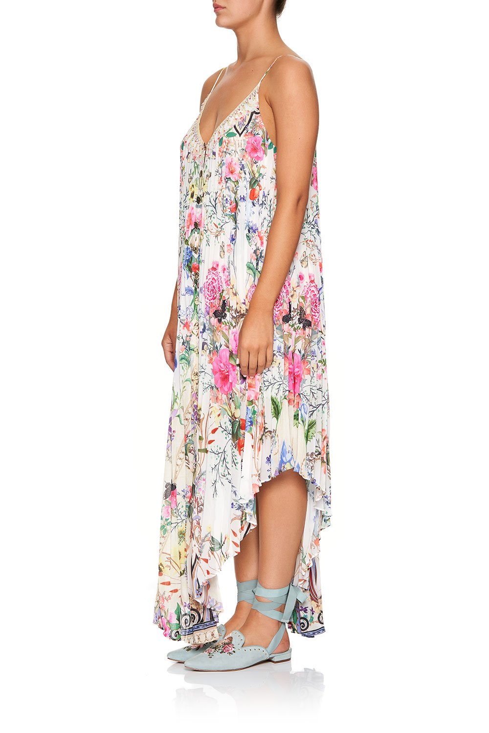 PLEATED BUTTON FRONT SLIP DRESS BOHEME – CAMILLA