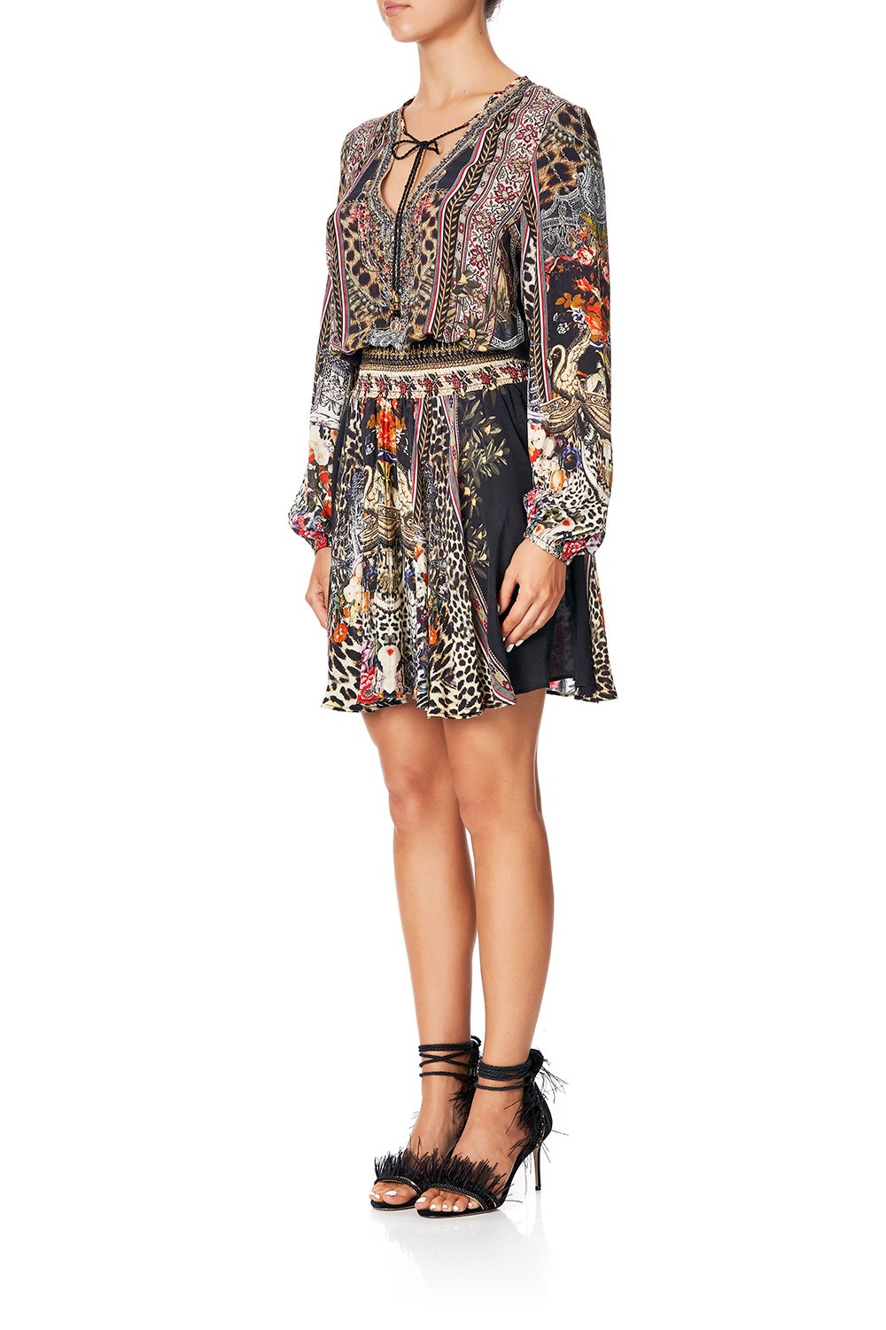 SHIRRED RELAXED SHORT DRESS MARAIS AT MIDNIGHT – CAMILLA