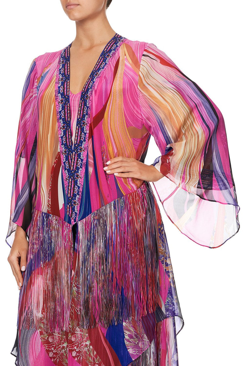 ROBE WITH DOUBLE LAYERED HEM FOLK RIVER – CAMILLA