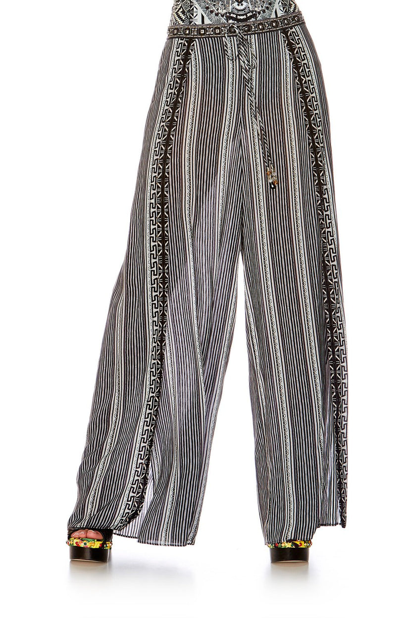 SPLIT PANT WITH DRAWSTRING WAIST TRIBAL THEORY – CAMILLA
