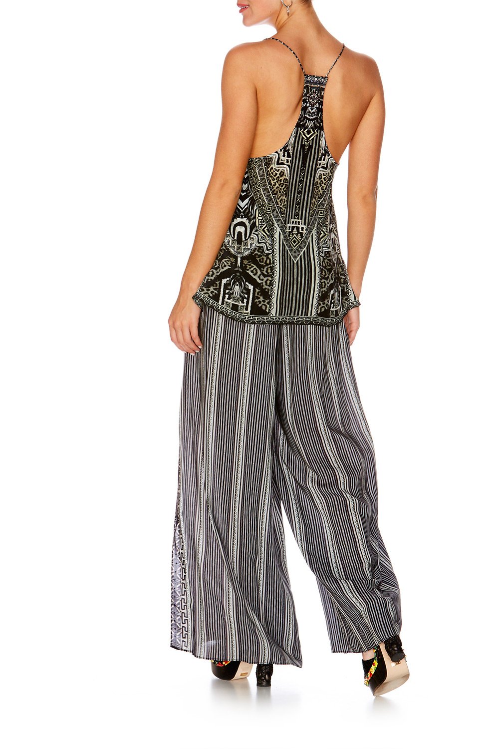SPLIT PANT WITH DRAWSTRING WAIST TRIBAL THEORY – CAMILLA