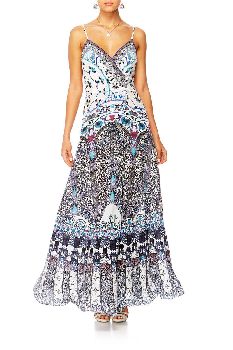 CROSS OVERLAY HALTER DRESS IN THE CONSTELLATIONS – CAMILLA