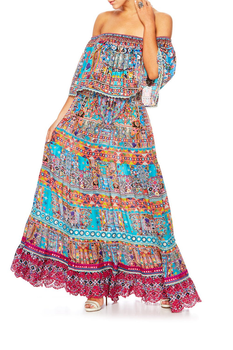OFF SHOULDER MAXI DRESS CANVAS OF COLOUR – CAMILLA